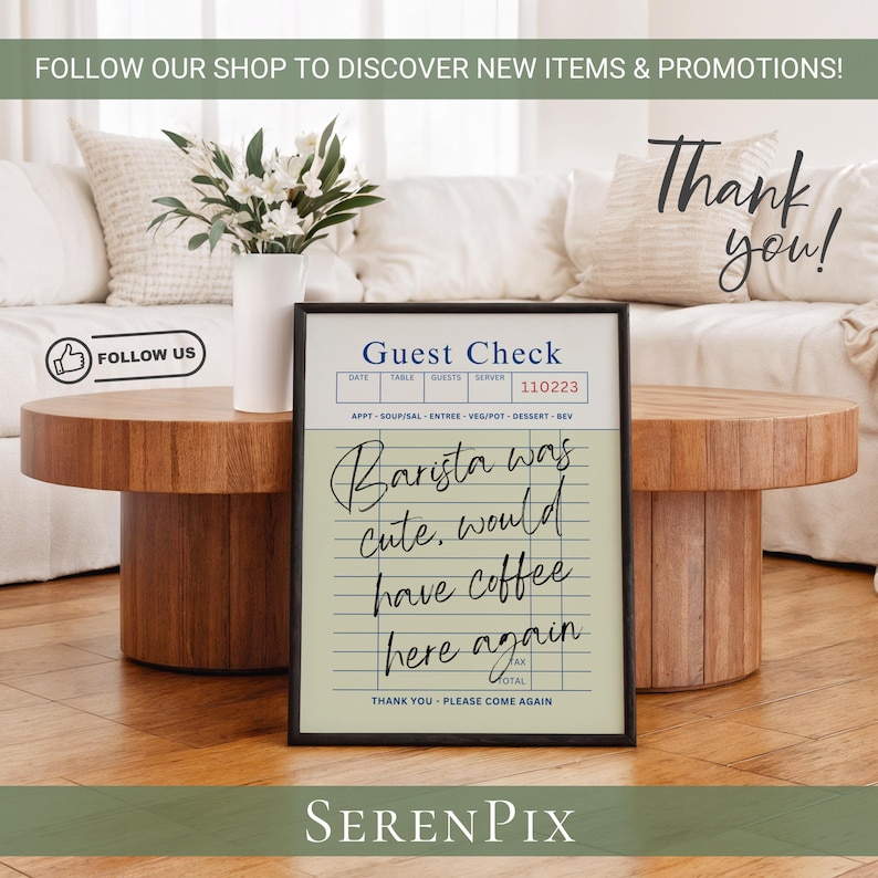 Funny Barista Guest Check Art Print: Coffee Bar Decor (digital Download ...