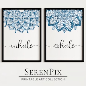 Inhale Exhale Wall Art, Set of 2 Prints, Mental Health Poster, Mandala ...