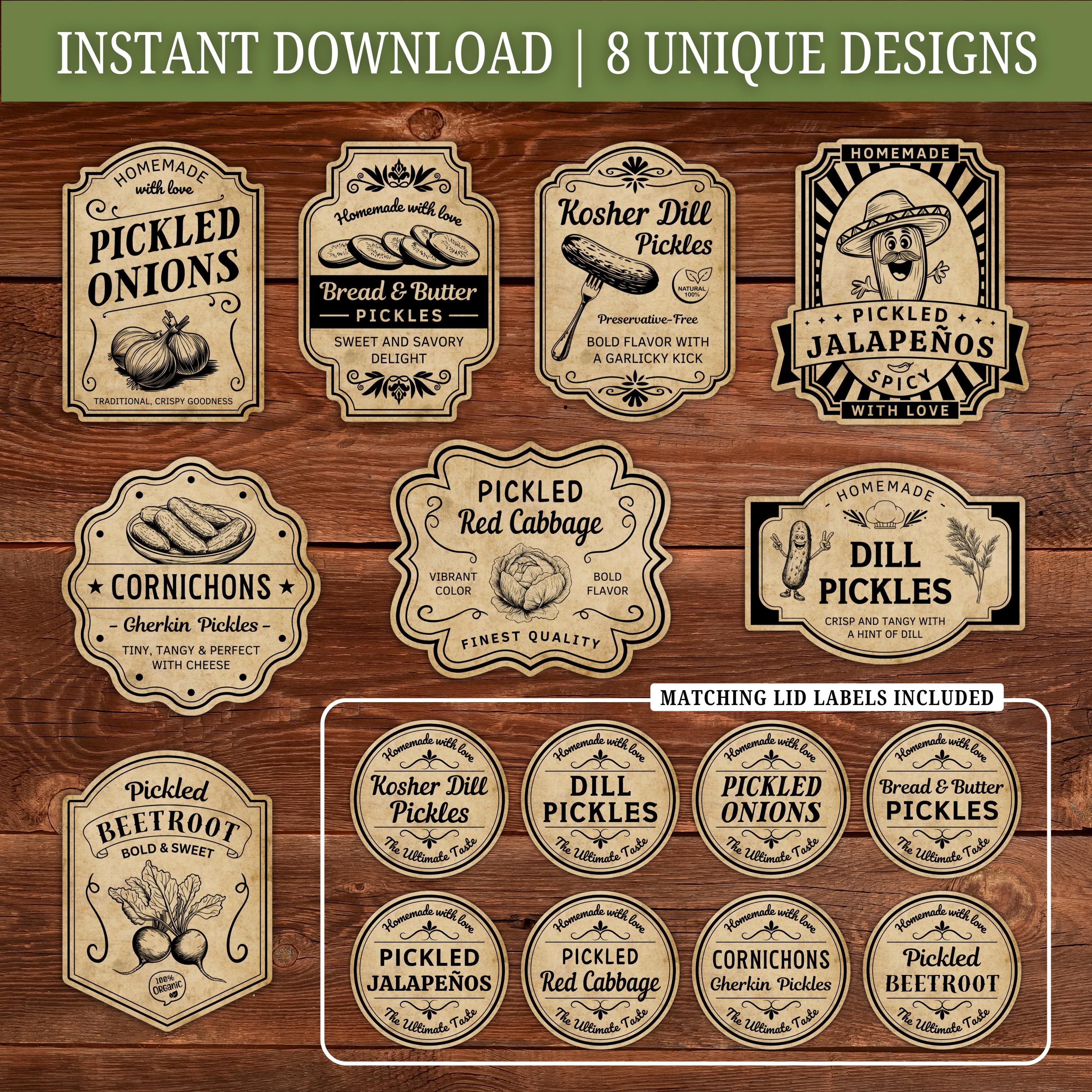 Pickle Jar Labels: Vintage Printable Canning Labels (digital Download ...