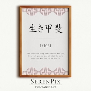 Ikigai Kanji Definition Wall Art, Japanese Kanji, Kanji Calligraphy ...