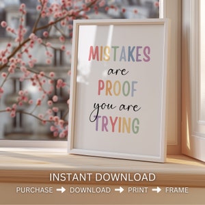 Mistakes Are Proof You Are Trying, Inspirational Posters, Classroom ...