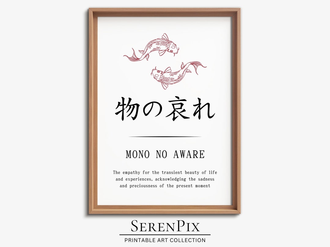 Mono No Aware Kanji Definition Wall Art, Japanese, Oriental Wall Art ...