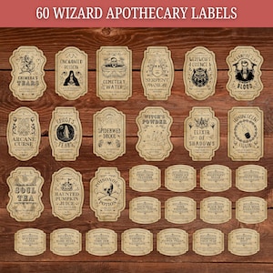 Wizard Potion Labels: Vintage Apothecary Stickers, Halloween Decor ...