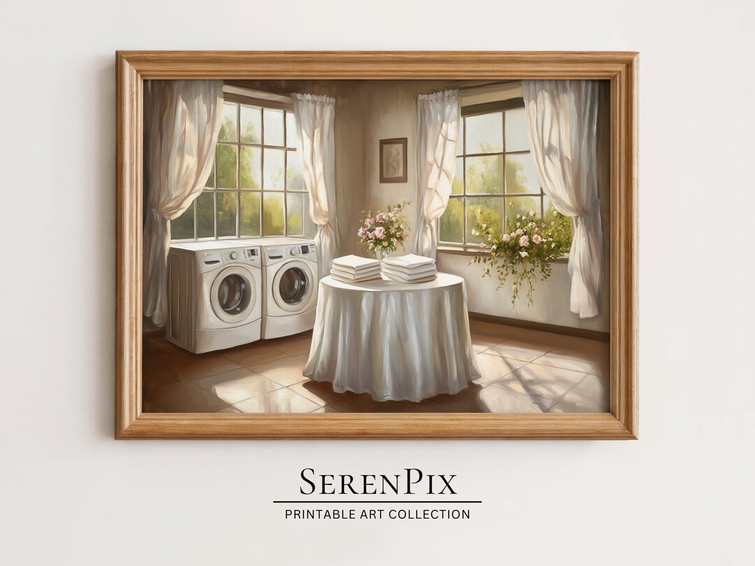 Laundry Room Art – Elegant Laundry Decor Print, Cottagecore Washer ...