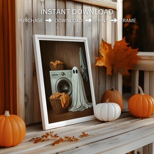 Cute Ghost in Laundry Room, Spooky Laundry Day, Halloween Ghost Oil ...