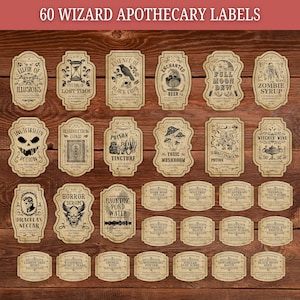 Wizard Potion Labels: Vintage Apothecary Stickers, Halloween Decor ...