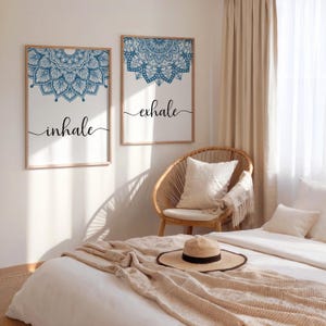Inhale Exhale Wall Art, Set of 2 Prints, Mental Health Poster, Mandala ...
