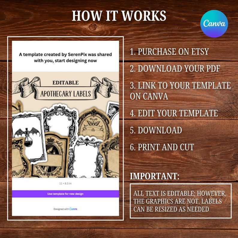 Editable Vintage Apothecary Labels: Wizard Potion Stickers (digital ...