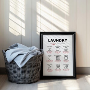 Funny Laundry Care Guide, Laundry Symbols Print, Printable Wall Art for ...