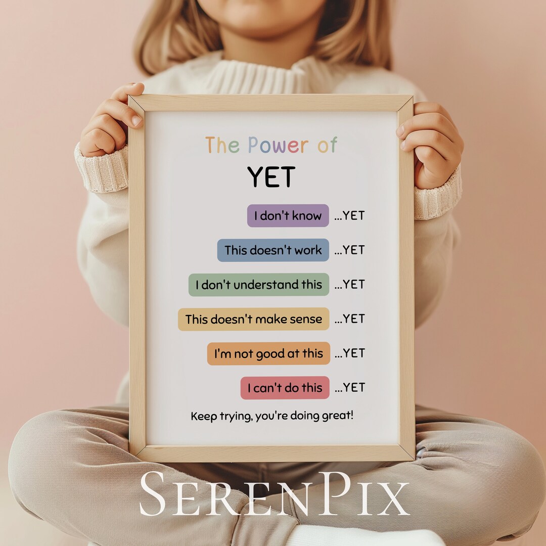 The Power of yet Wall Art: Inspirational Kids Classroom Poster (digital ...