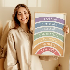 Rainbow Affirmations Wall Art, Digital Prints for Kids, Inspirational ...