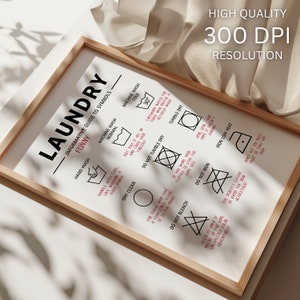 Funny Laundry Care Guide, Laundry Symbols Print, Printable Wall Art for ...