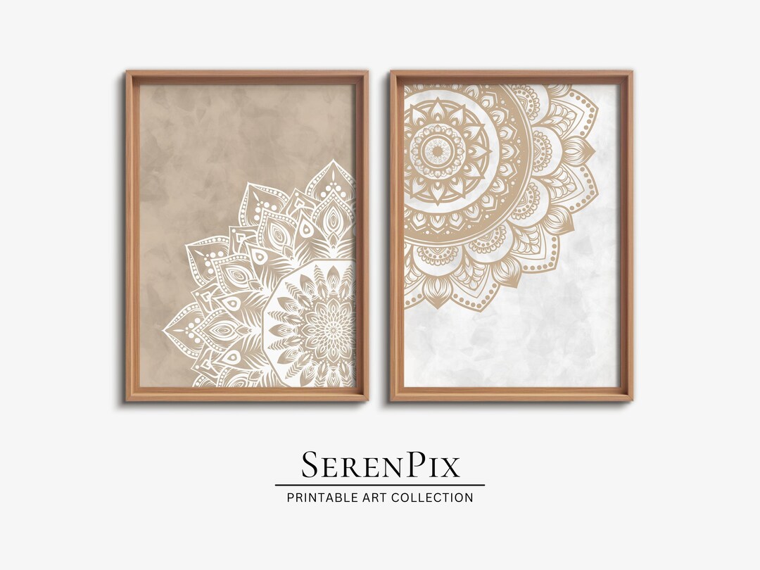 Mandala Wall Art, Set of 2 Prints, Yoga Poster, Meditative Decor ...