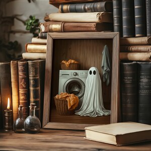Cute Ghost in Laundry Room, Spooky Laundry Day, Halloween Ghost Oil ...