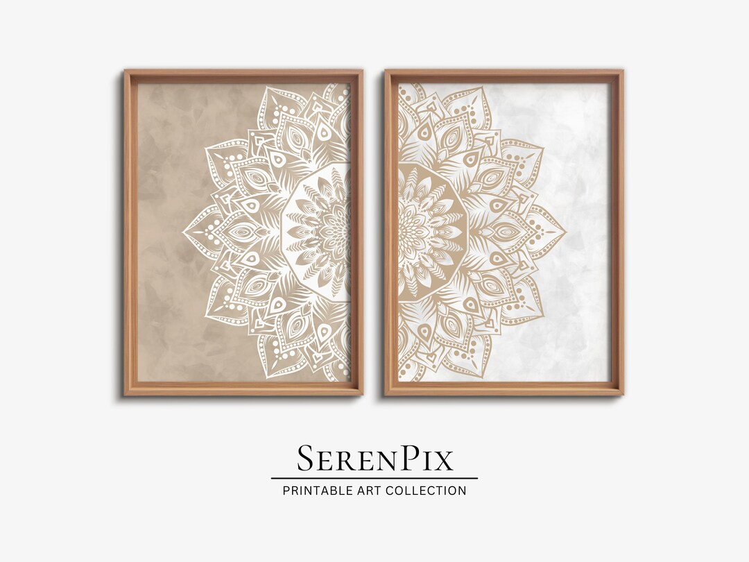 Mandala Wall Art, Set of 2 Prints, Yoga Poster, Meditative Decor ...