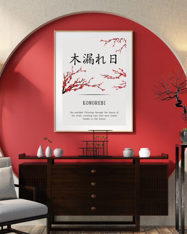Komorebi Kanji Definition Wall Art Japanese Kanji Kanji - Etsy