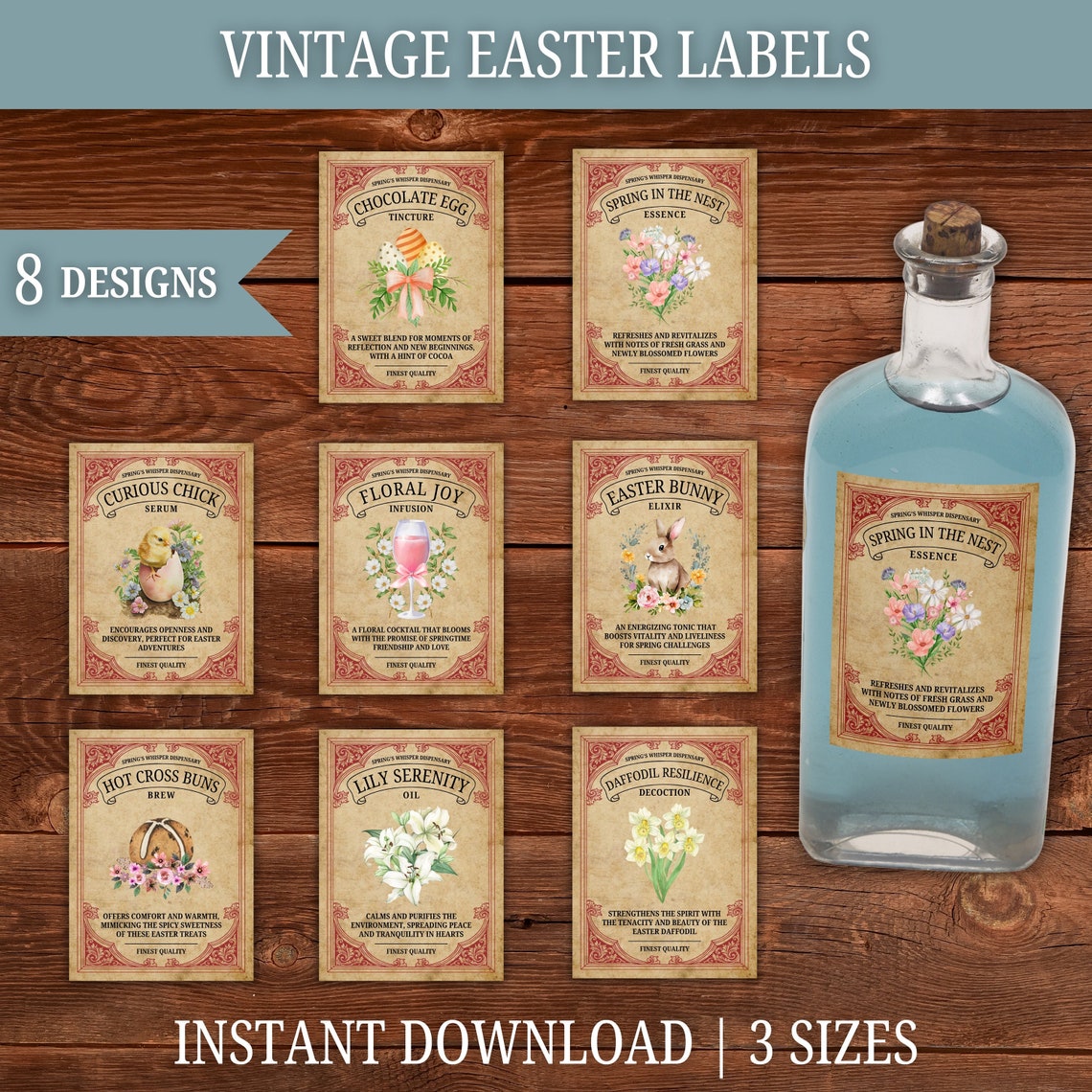 Easter Potion Labels: Vintage Printable Apothecary Stickers (digital ...