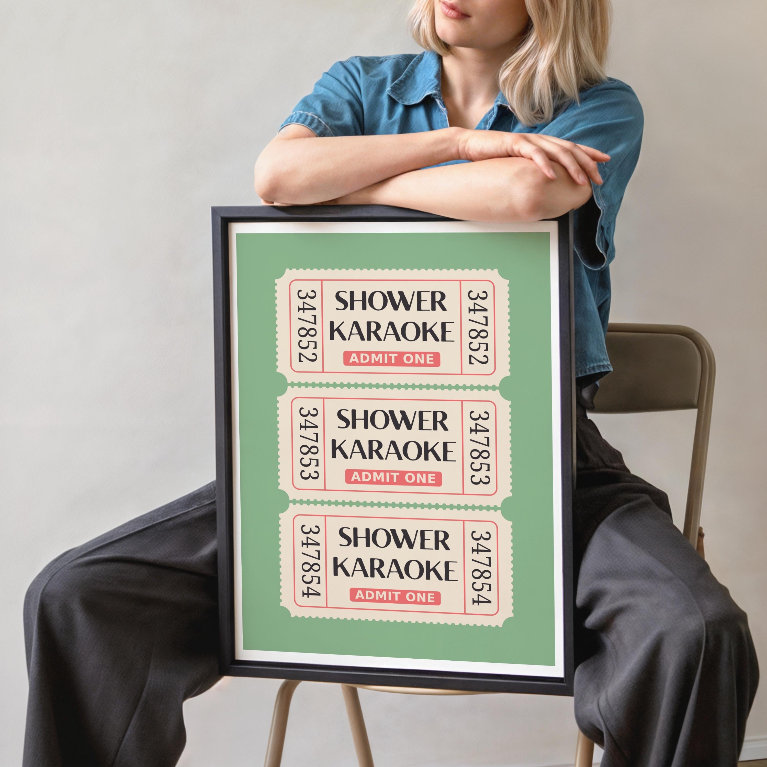 Shower Karaoke Ticket Print: Retro Bathroom Wall Art (digital Download ...