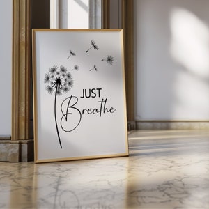 Just Breathe Wall Art, Yoga Poster, Meditative Decor, Affirmation ...