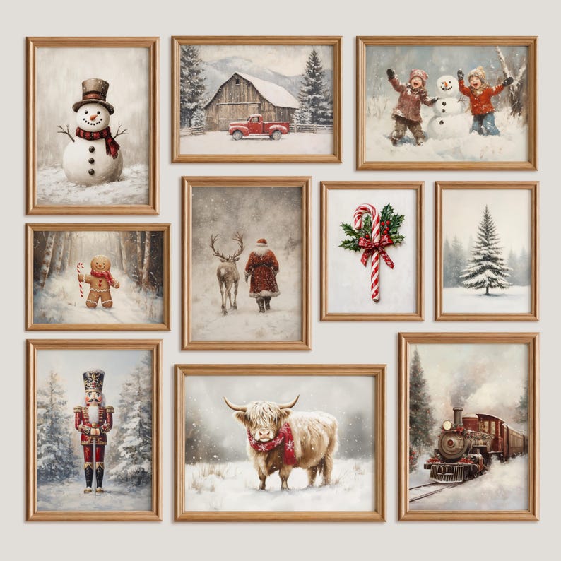 50 Christmas Gallery Wall Art Set: Winter Holiday Prints (digital ...