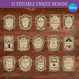 Editable Vintage Apothecary Labels: Wizard Potion Stickers (digital ...