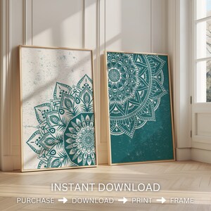 Mandala Wall Art, Set of 2 Prints, Yoga Poster, Meditative Decor ...