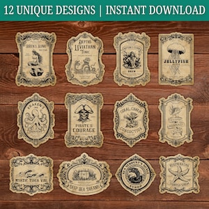 Mermaid-themed Potion Labels, Mermaid Bottle Labels for Wizard Party ...