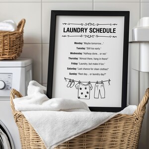 Funny Laundry Schedule Print, Printable Wall Art for Laundry Room ...