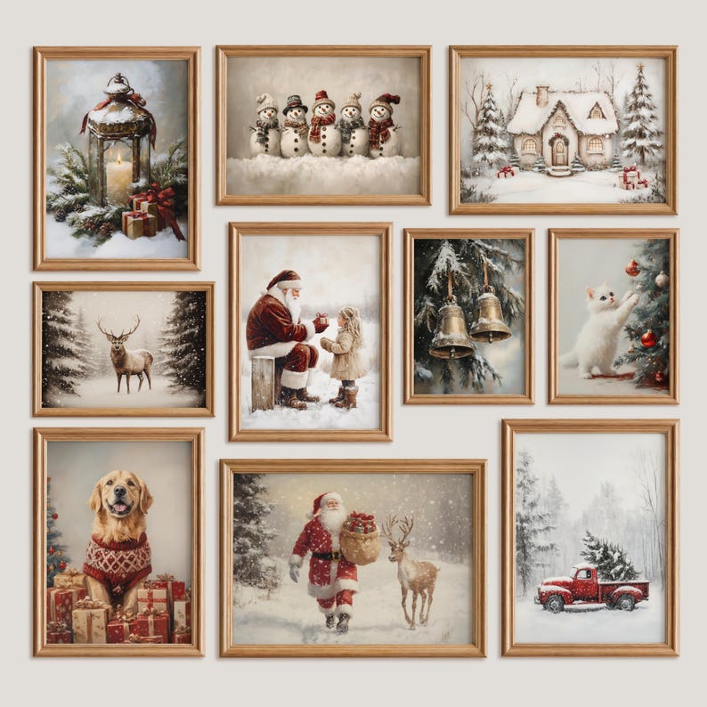 50 Christmas Gallery Wall Art Set: Winter Holiday Prints (digital ...