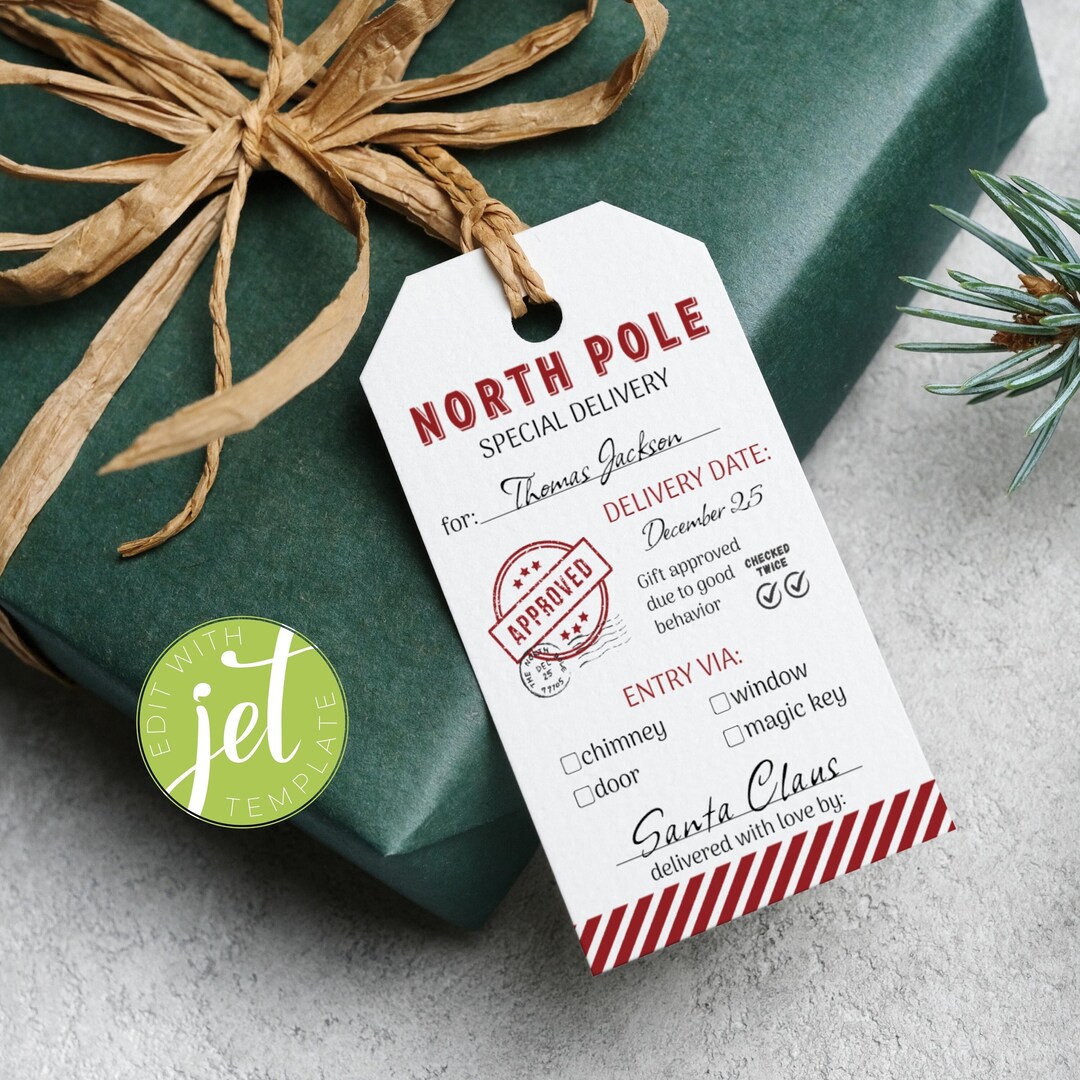 Christmas Gift Tags Printable, North Pole Gift Tag, Editable Tag Favor ...