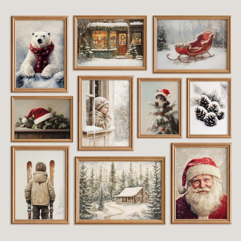 50 Christmas Gallery Wall Art Set: Winter Holiday Prints (digital ...