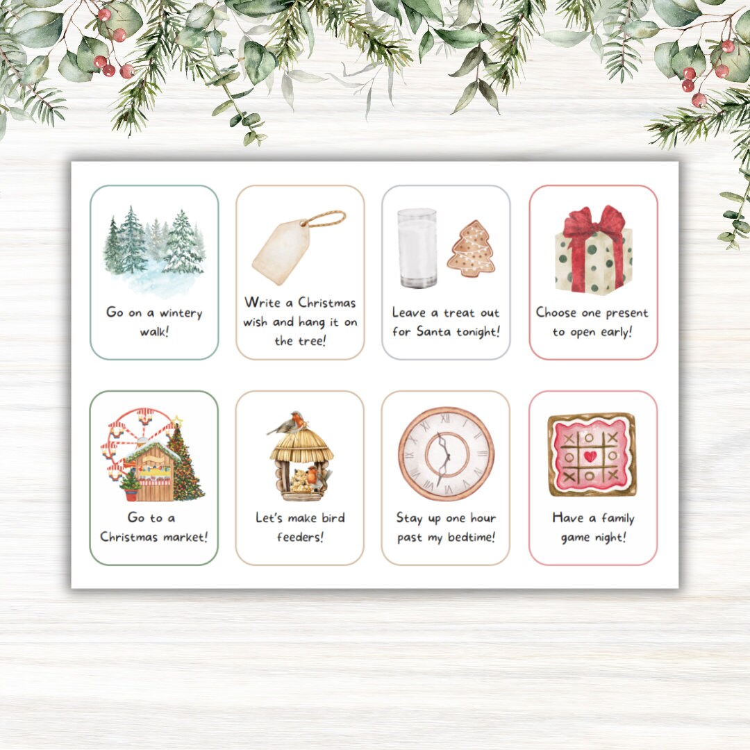 40 Advent Calendar Activity Cards, Christmas Countdown, Advent Calendar ...