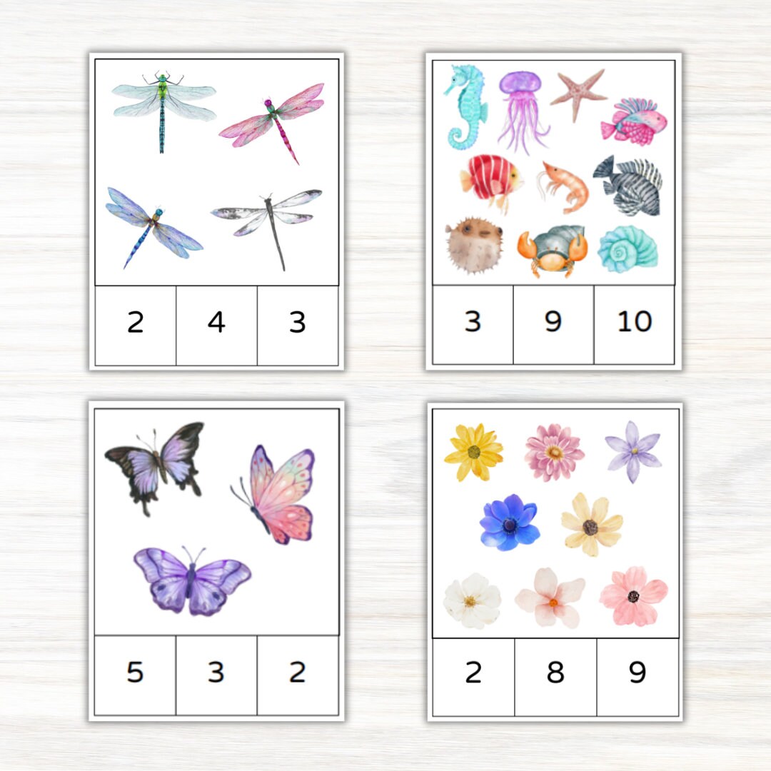 Clip Cards Bundle, Beginning Sound Clip Cards, Count and Clip Cards ...