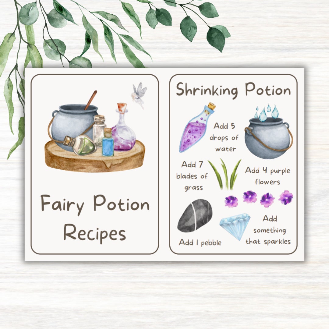 Printable Mud Kitchen Recipe Cards, Fairy Potions, Educational Learning ...