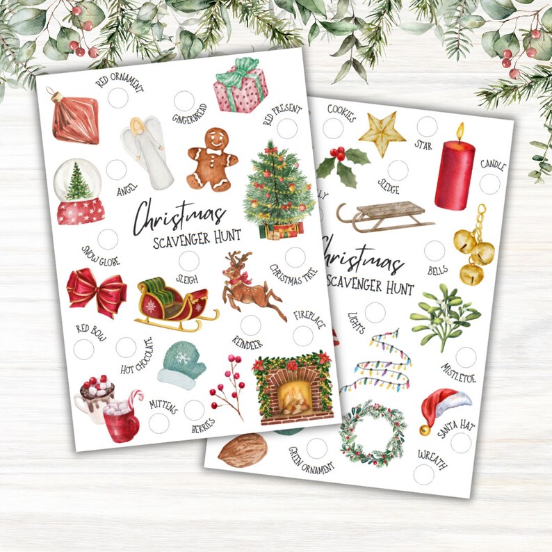 Printable Christmas Scavenger Hunt, Treasure Hunt, Christmas Party ...