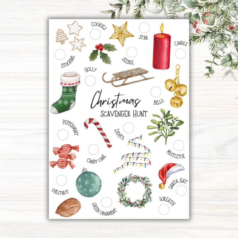 Printable Christmas Scavenger Hunt, Treasure Hunt, Christmas Party ...
