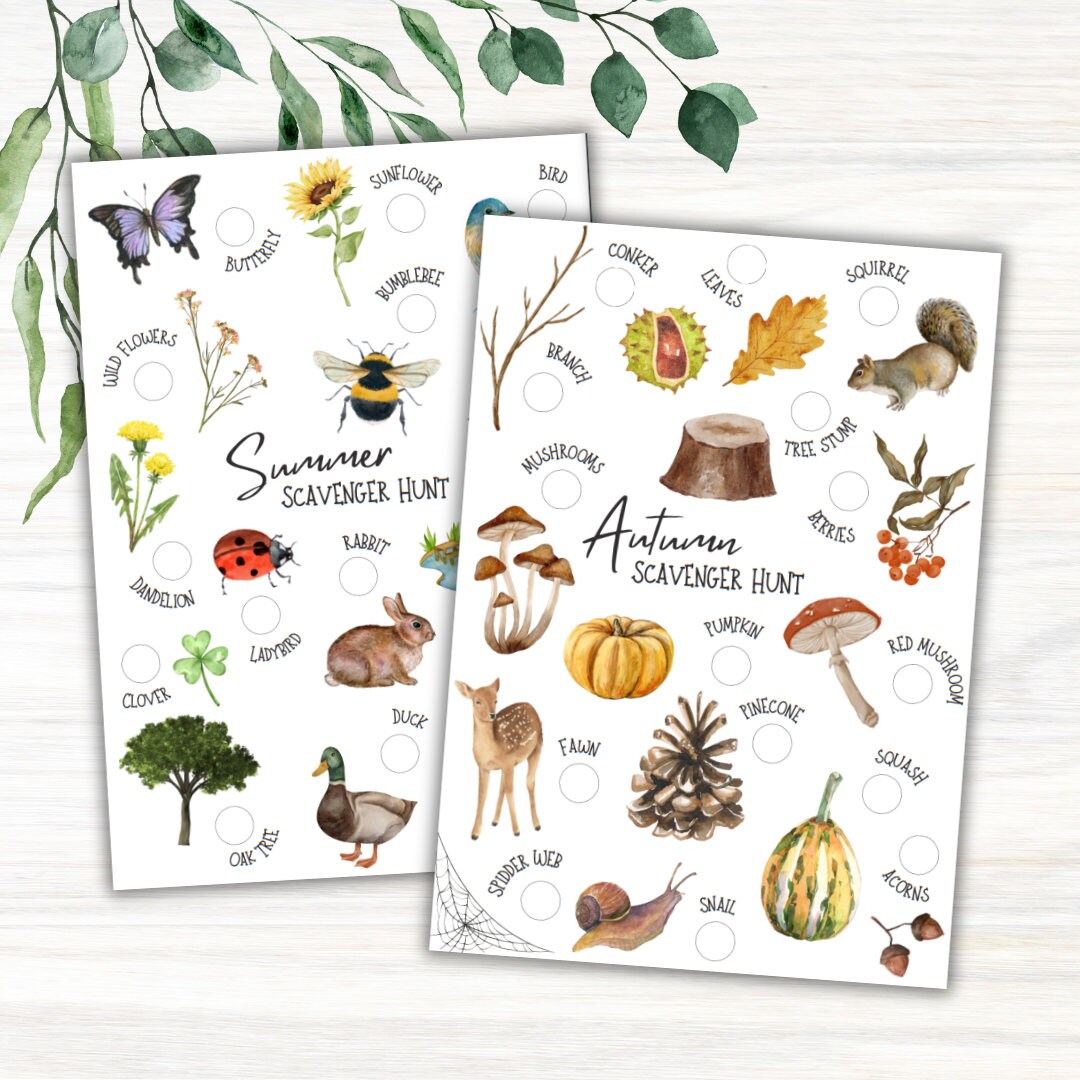 Printable Seasonal Scavenger Hunt, Nature Treasure Hunt, Forest School ...