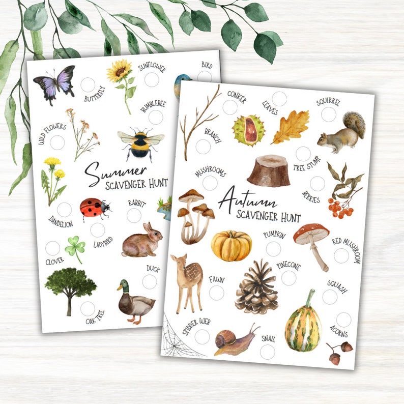 Printable Seasonal Scavenger Hunt Nature Treasure Hunt - Etsy