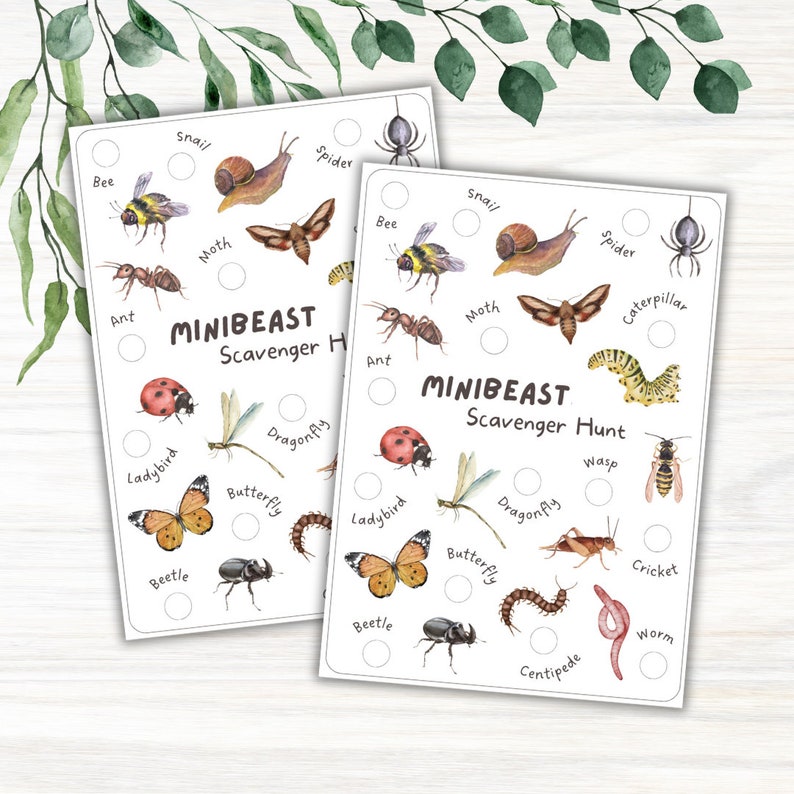 Minibeast Scavenger Hunt Printable, Insect Checklist, Nature Walk ...