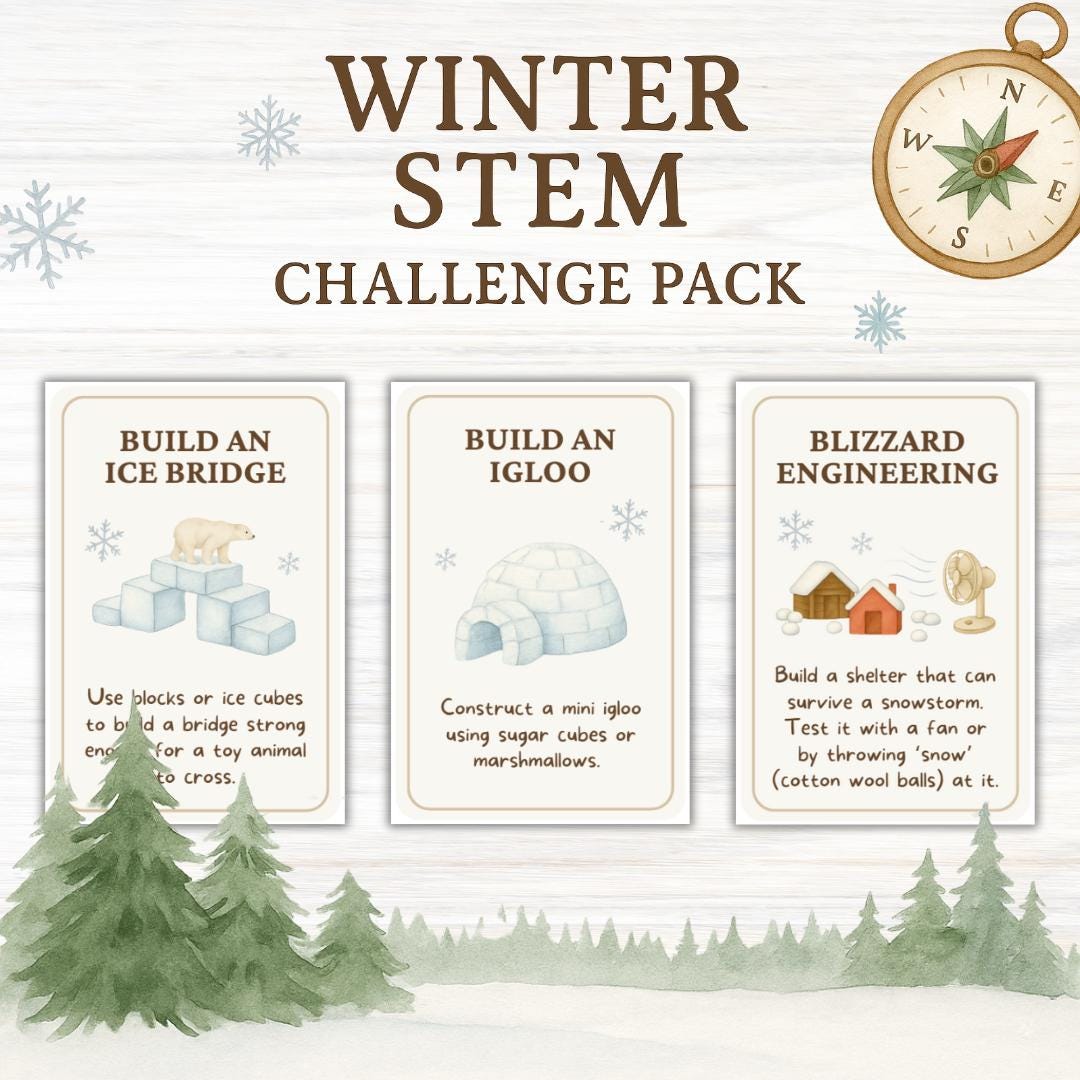 Winter STEM Challenge Pack | Printable STEM Activities for Kids | Early ...