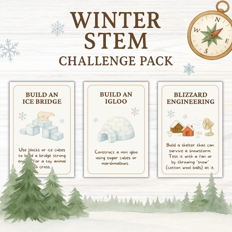 Winter STEM Challenge Pack | Printable STEM Activities for Kids | Early ...