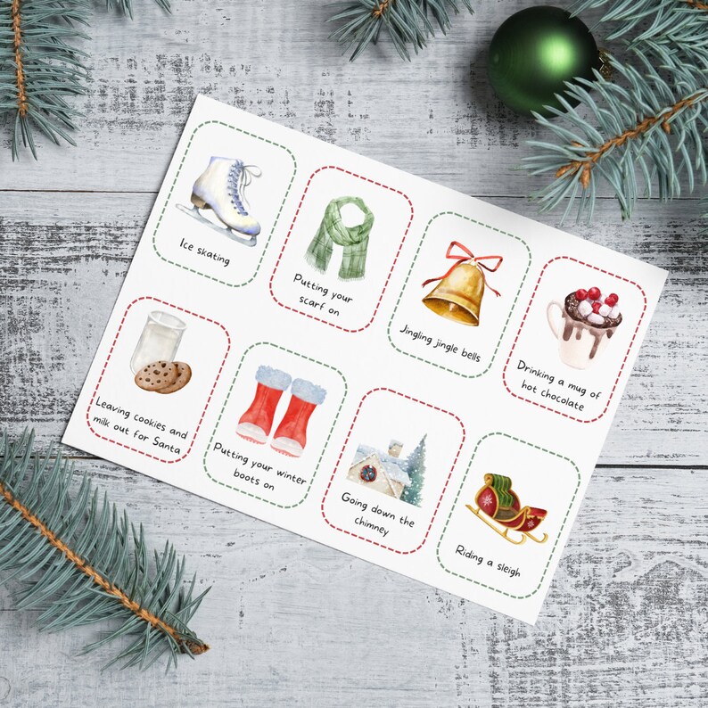 Printable Christmas Charade Cards, Advent Activity Cards, Advent ...