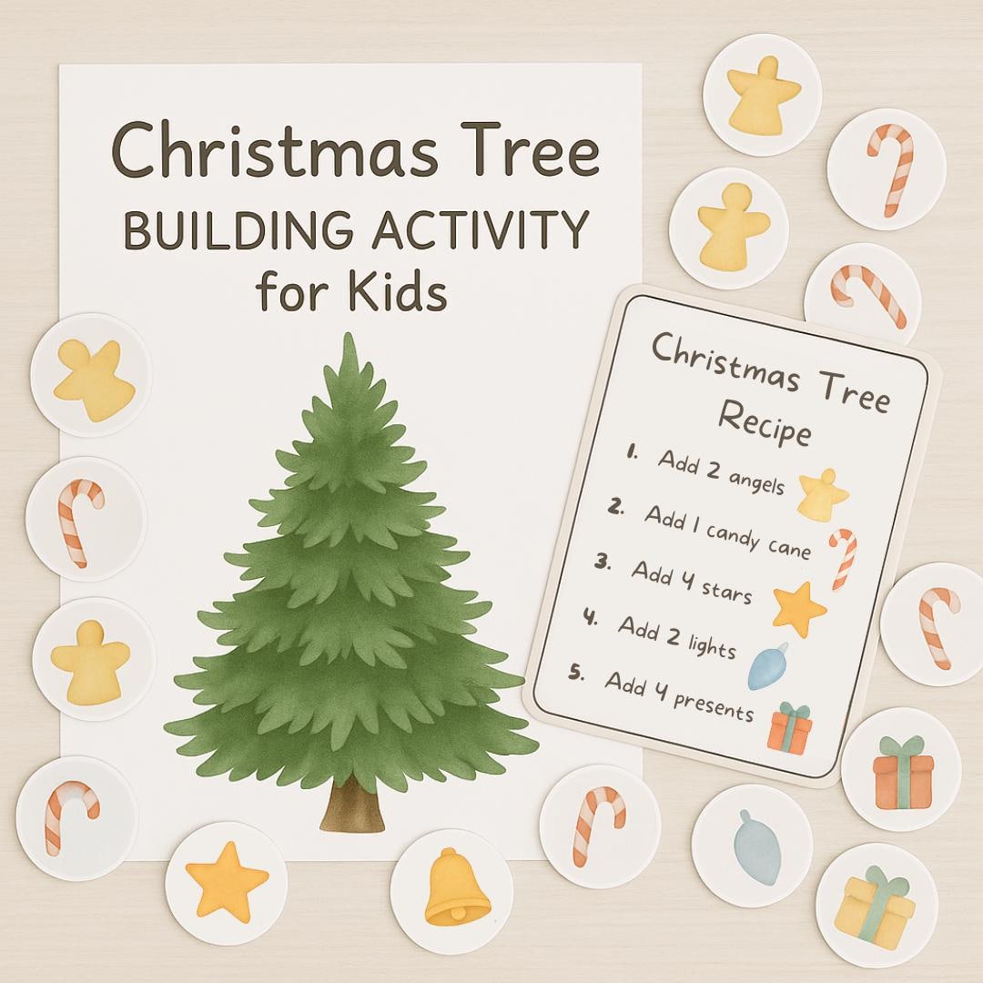 Christmas Tree Counting Activity for Kids | DIY Cut and Paste Printable ...