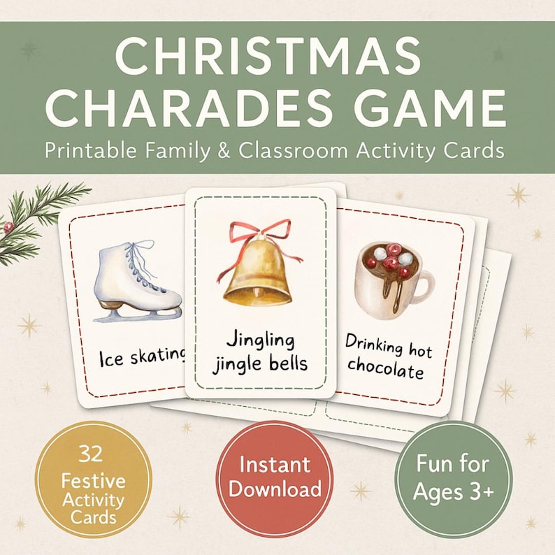 Printable Christmas Charades Game | Family Holiday Party Game | Advent ...