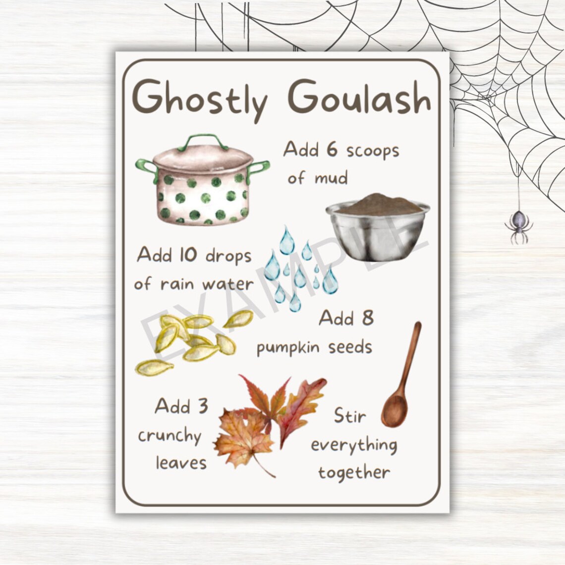 Printable Mud Kitchen Recipe Cards Educational Learning - Etsy