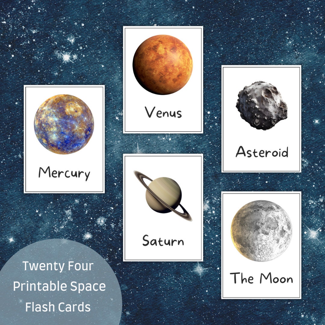 Printable Solar System Flashcards, Space Flash Cards, Outer Space ...