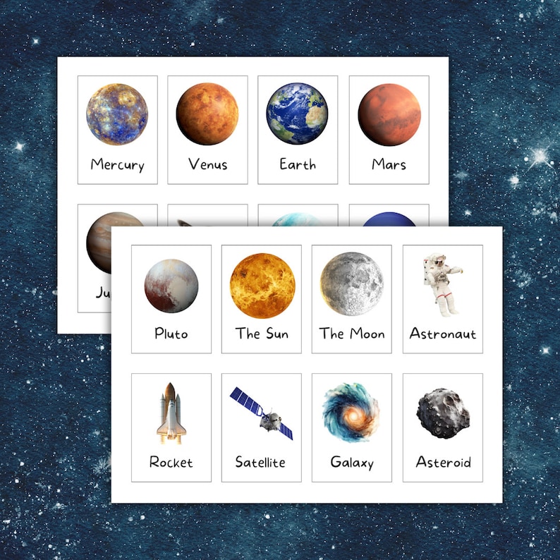 Printable Solar System Flashcards Space Flash Cards Outer - Etsy