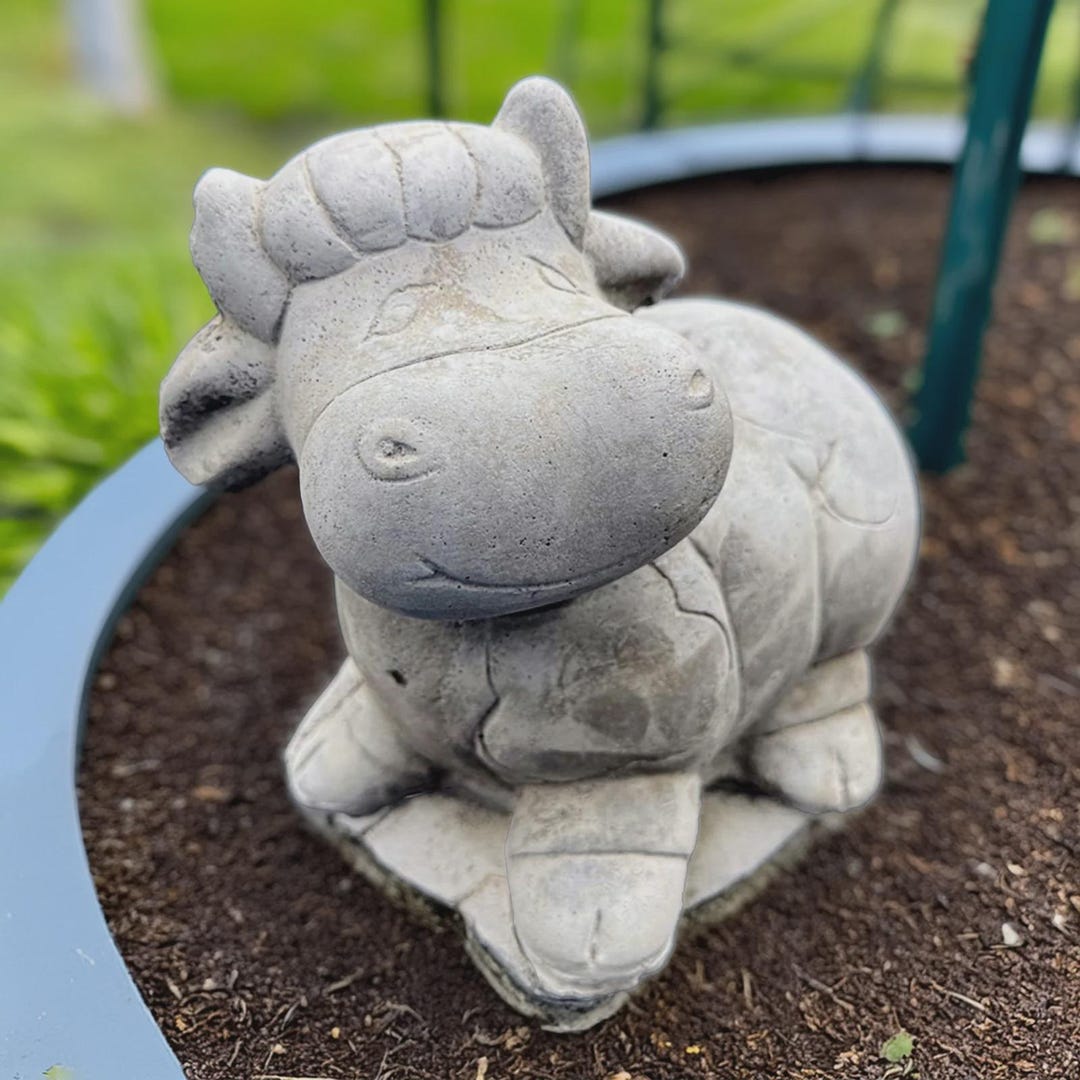 Concrete Cow Statue - Garden Decoration - Solid Cement - Etsy