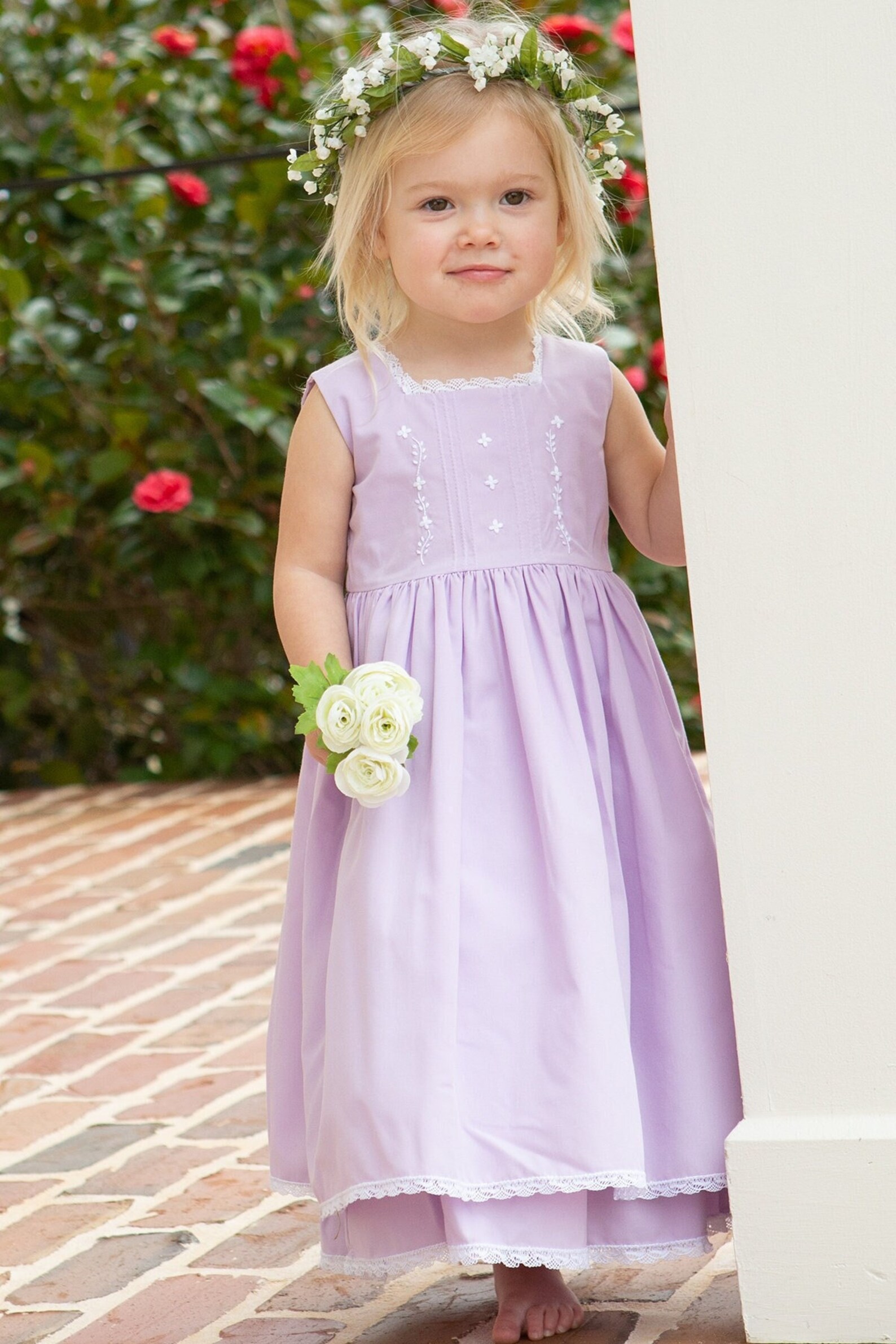 Girls Cotton Cape Cod Dress in Lilac and Blue With Handcrafted ...