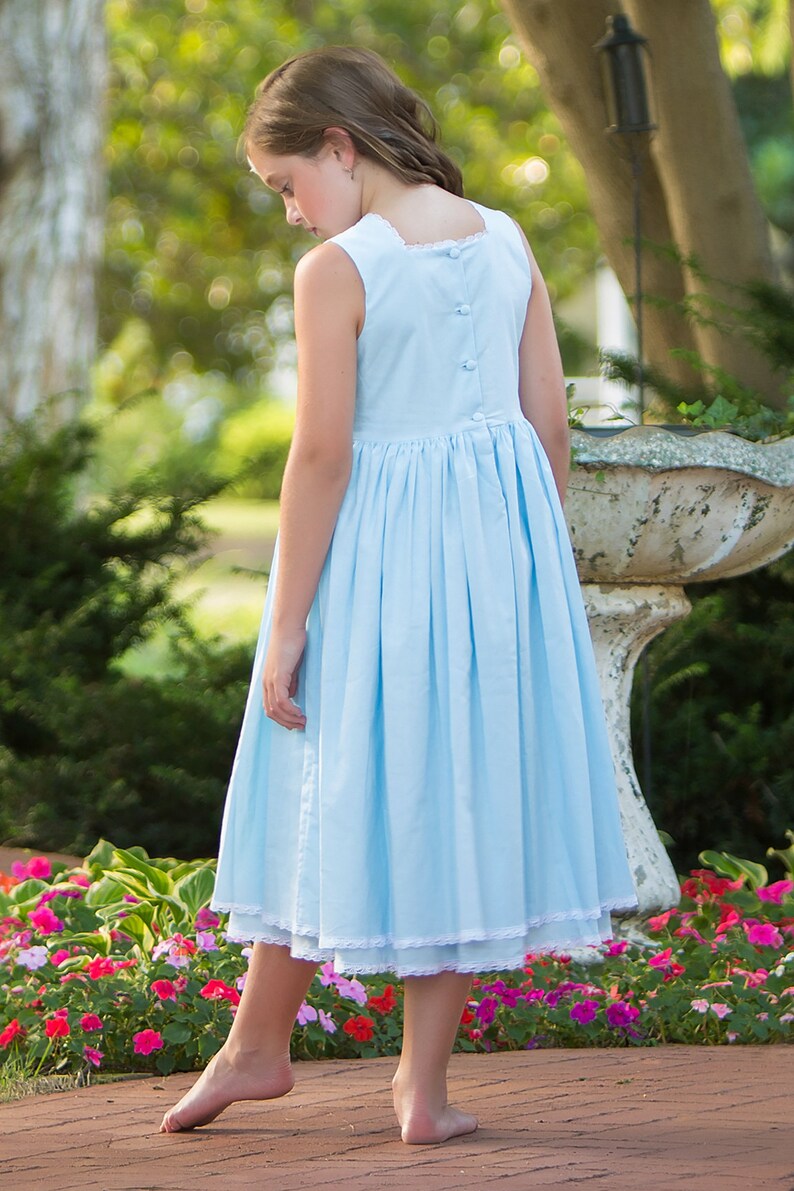 Girls Cotton Cape Cod Dress in Lilac and Blue With Handcrafted ...